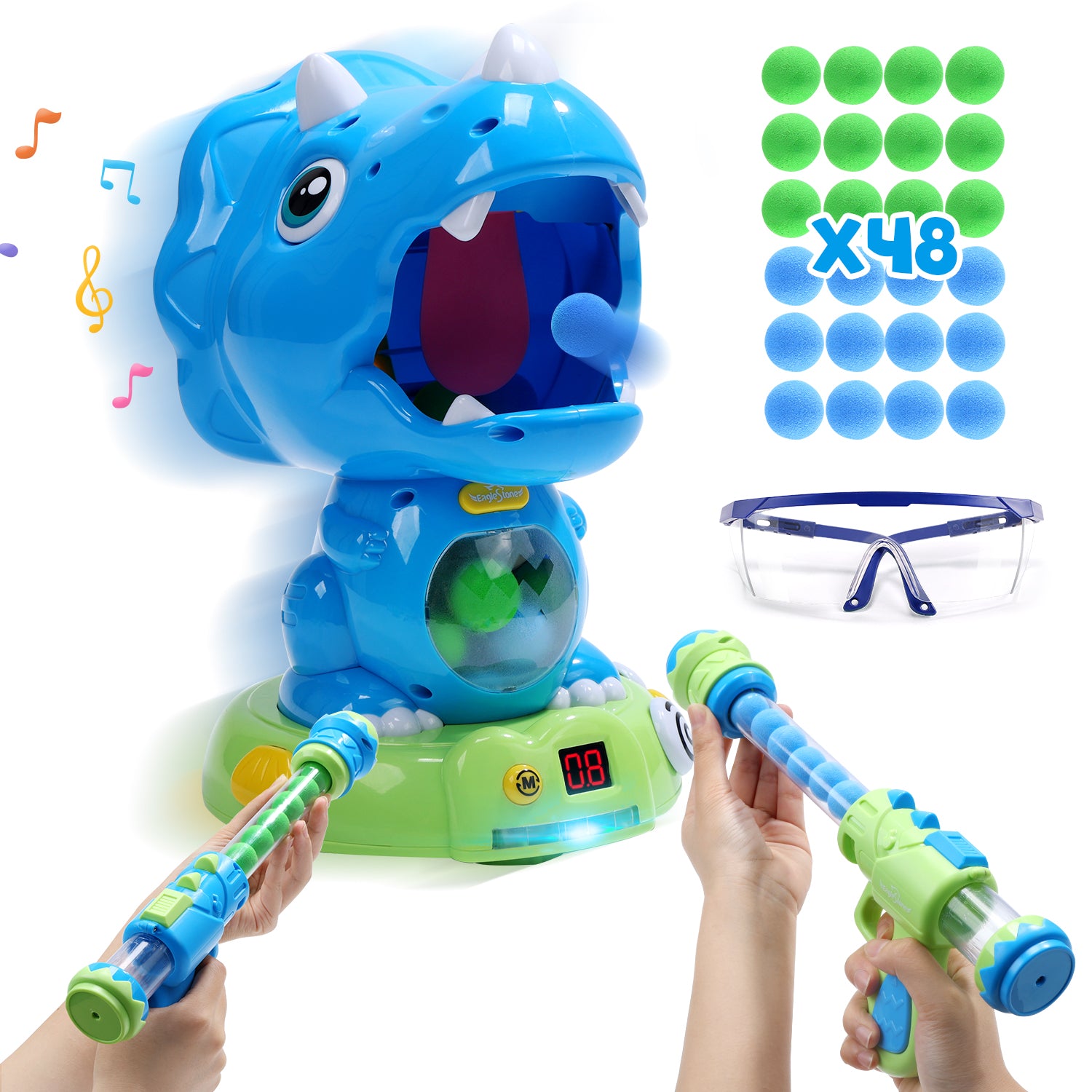 EagleStone Moveable Dinosaur Shooting Toys Triceratops